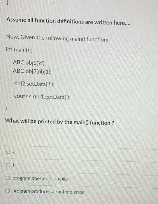 Solved Given the following class definition: class ABC char* | Chegg.com