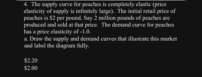 Solved 4. The supply curve for peaches is completely elastic | Chegg.com