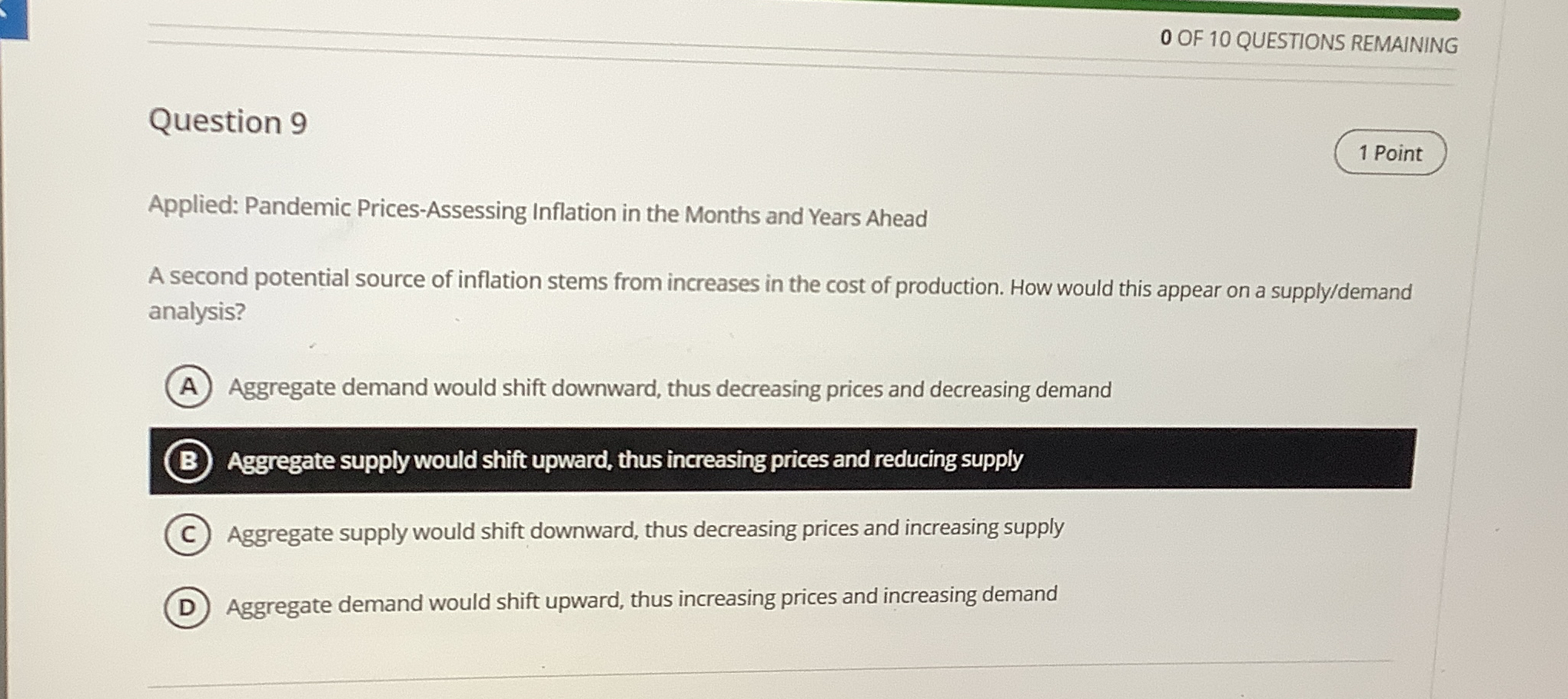 Solved O OF 10 ﻿QUESTIONS REMAININGQuestion 91 | Chegg.com