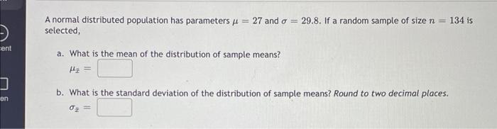 Solved A normal distributed population has parameters μ=27 | Chegg.com