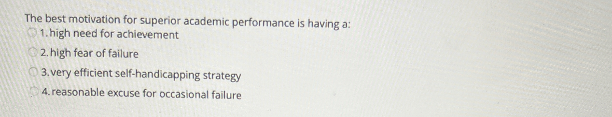 Solved The best motivation for superior academic performance | Chegg.com
