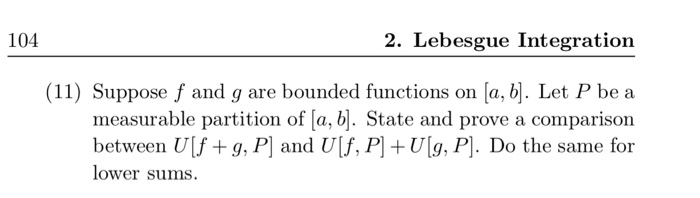 Solved 104 2. Lebesgue Integration (11) Suppose f and g are | Chegg.com