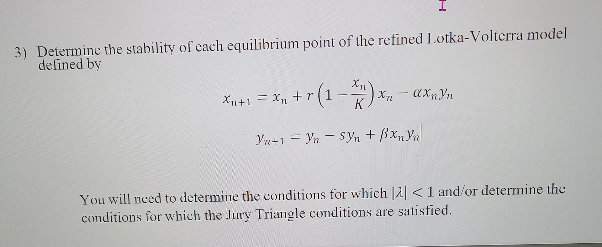 Solved Determine the stability of each equilibrium point of | Chegg.com