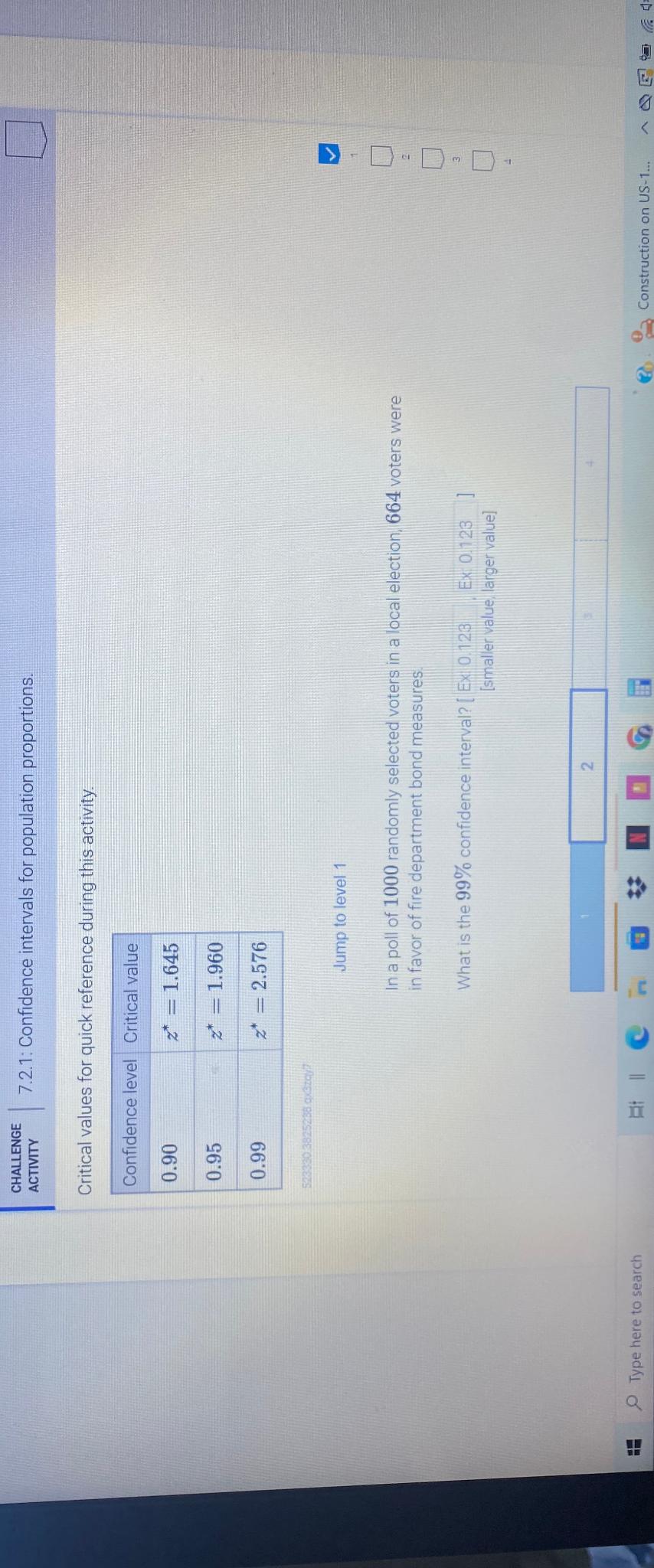 Solved CHALLENGEACTIVITY7.2.1: Confidence intervals for | Chegg.com