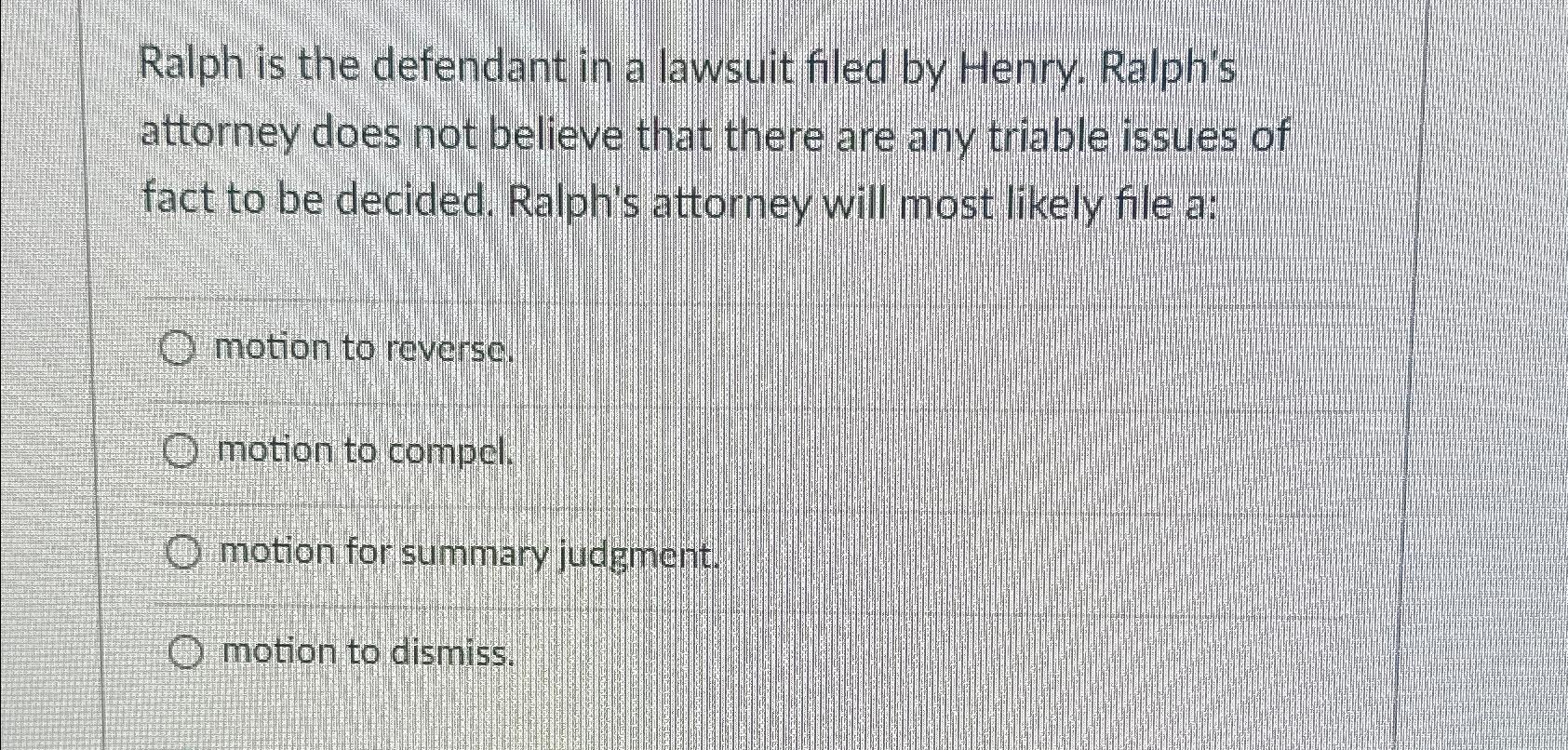 Solved Ralph is the defendant in a lawsuit filed by Henry. | Chegg.com