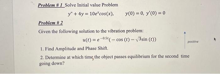 Solved Problem \# 1 Solve Initial value Problem | Chegg.com