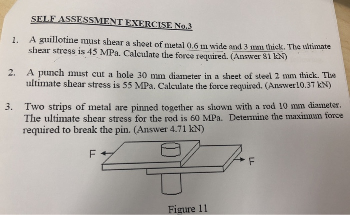 Solved SELF ASSESSMENT EXERCISE No.3 1. A guillotine must | Chegg.com