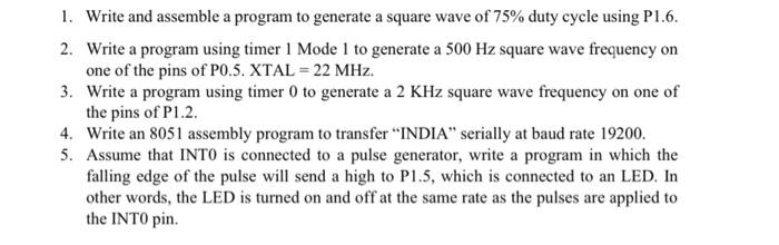 Solved 1 Write And Assemble A Program To Generate A Square 