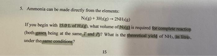 Solved How to calculate the theoretical yield of NH3, in | Chegg.com