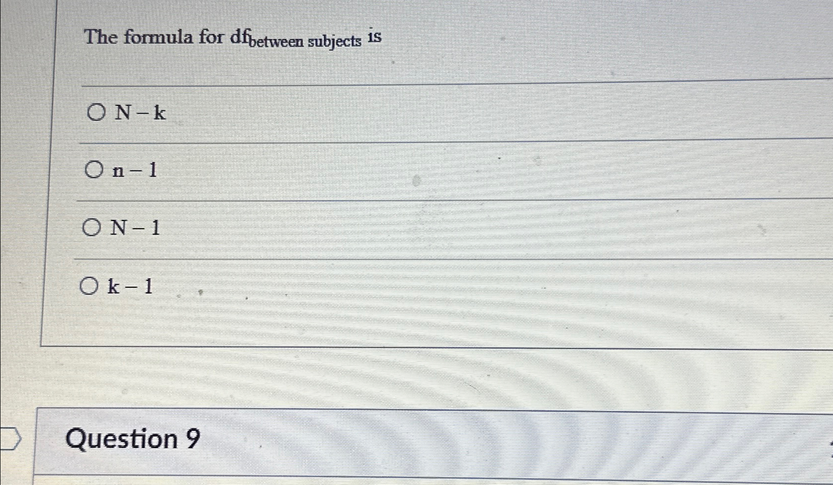 Solved The formula for dfbetween subjects | Chegg.com