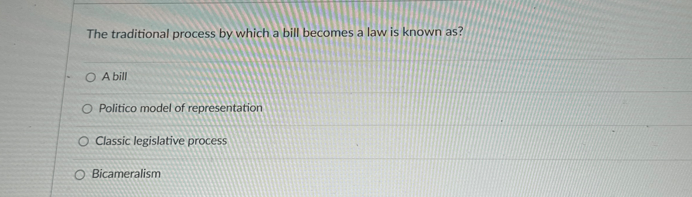 Solved The traditional process by which a bill becomes a law | Chegg.com