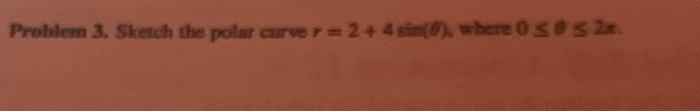 Solved Problem 3. Sketch the polar carve r=2+4sin(θ), where | Chegg.com