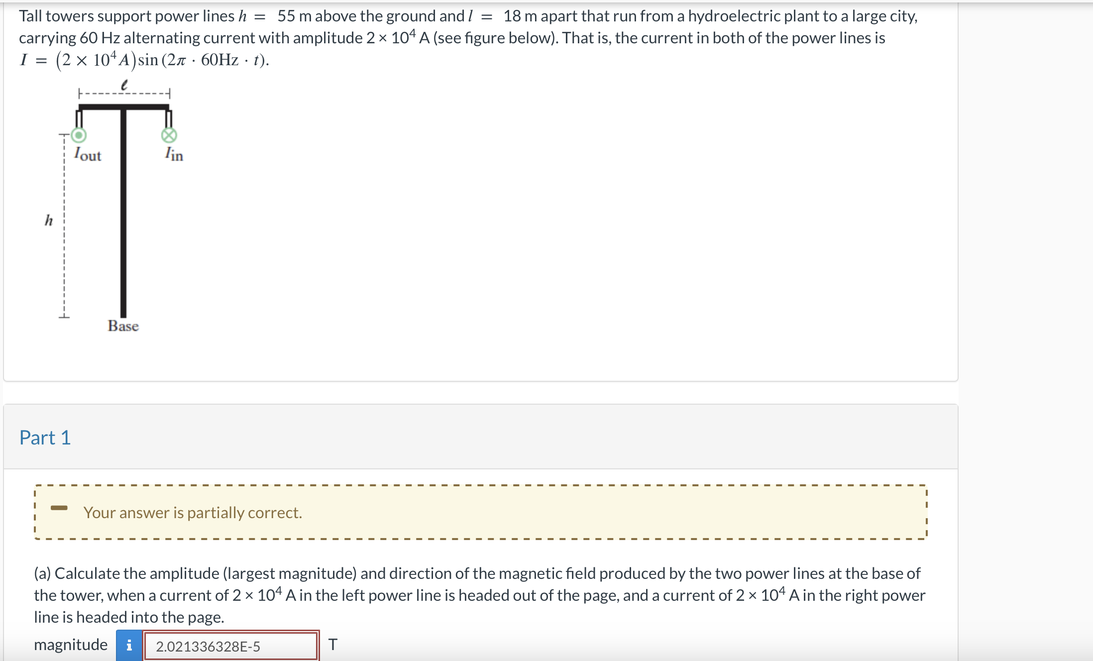 Solved Tall towers support power lines h=55m ﻿above the | Chegg.com