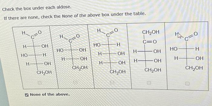 Solved Check the box under each aldose. If there are none, | Chegg.com