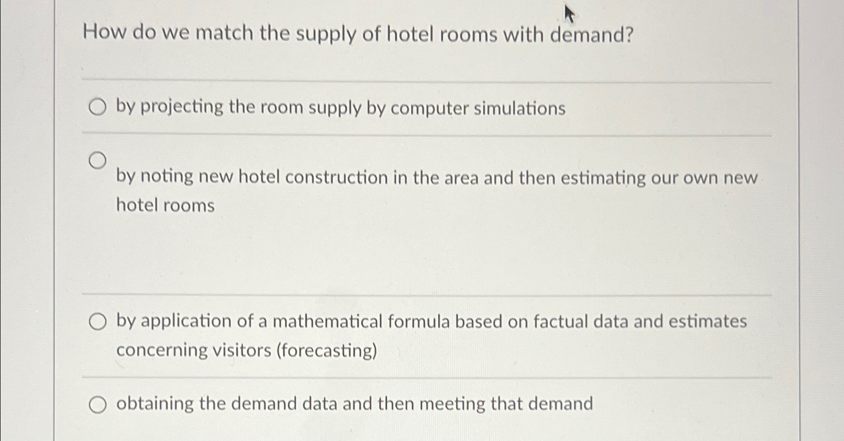 Solved How do we match the supply of hotel rooms with | Chegg.com
