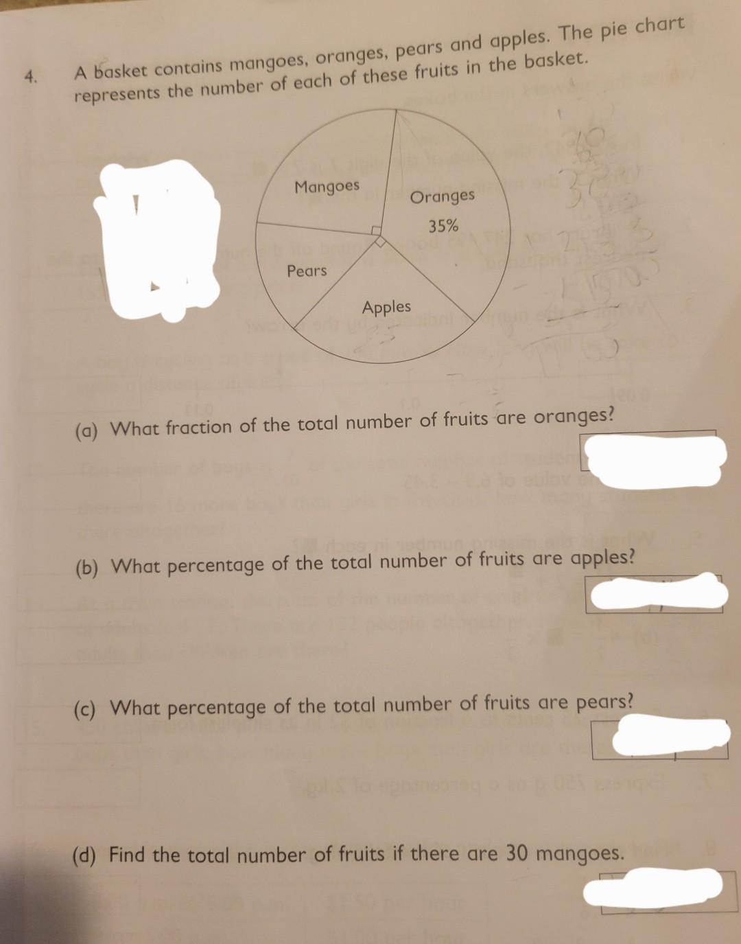 Solved 4. A basket contains mangoes, oranges, pears and | Chegg.com