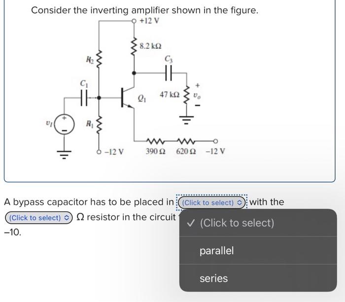 Solved Consider the inverting amplifier shown in the figure. | Chegg.com