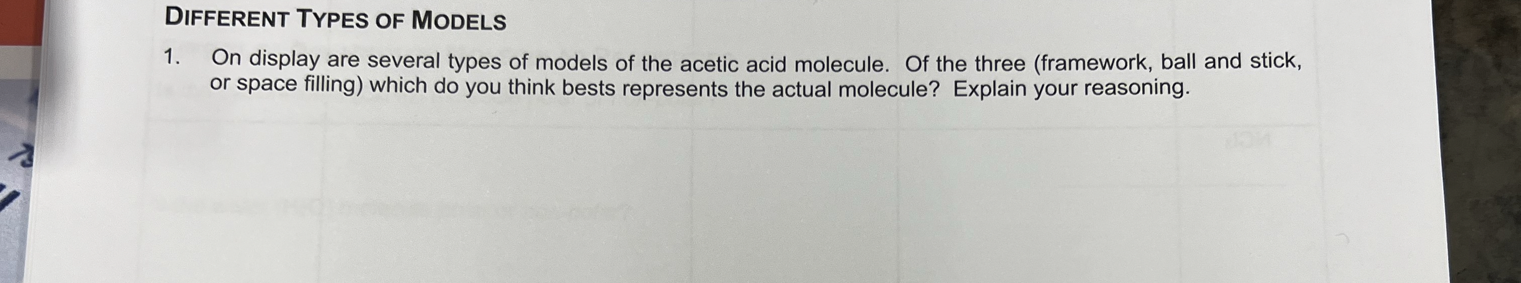 Solved DIFFERENT TYPES OF MODELSOn display are several types | Chegg.com