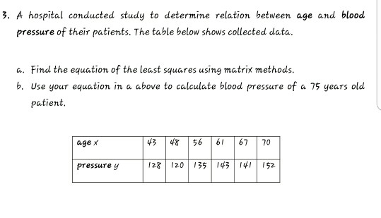 Solved 3. A hospital conducted study to determine relation | Chegg.com