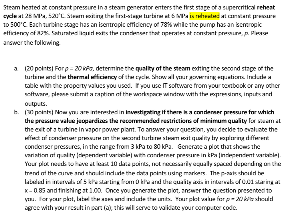 Solved Steam heated at constant pressure in a steam | Chegg.com