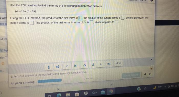 Solved Use the FOIL method to find the terms of the | Chegg.com
