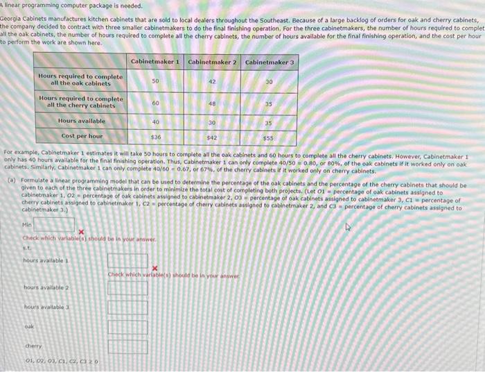 Solved linear programming computer package is needed. | Chegg.com