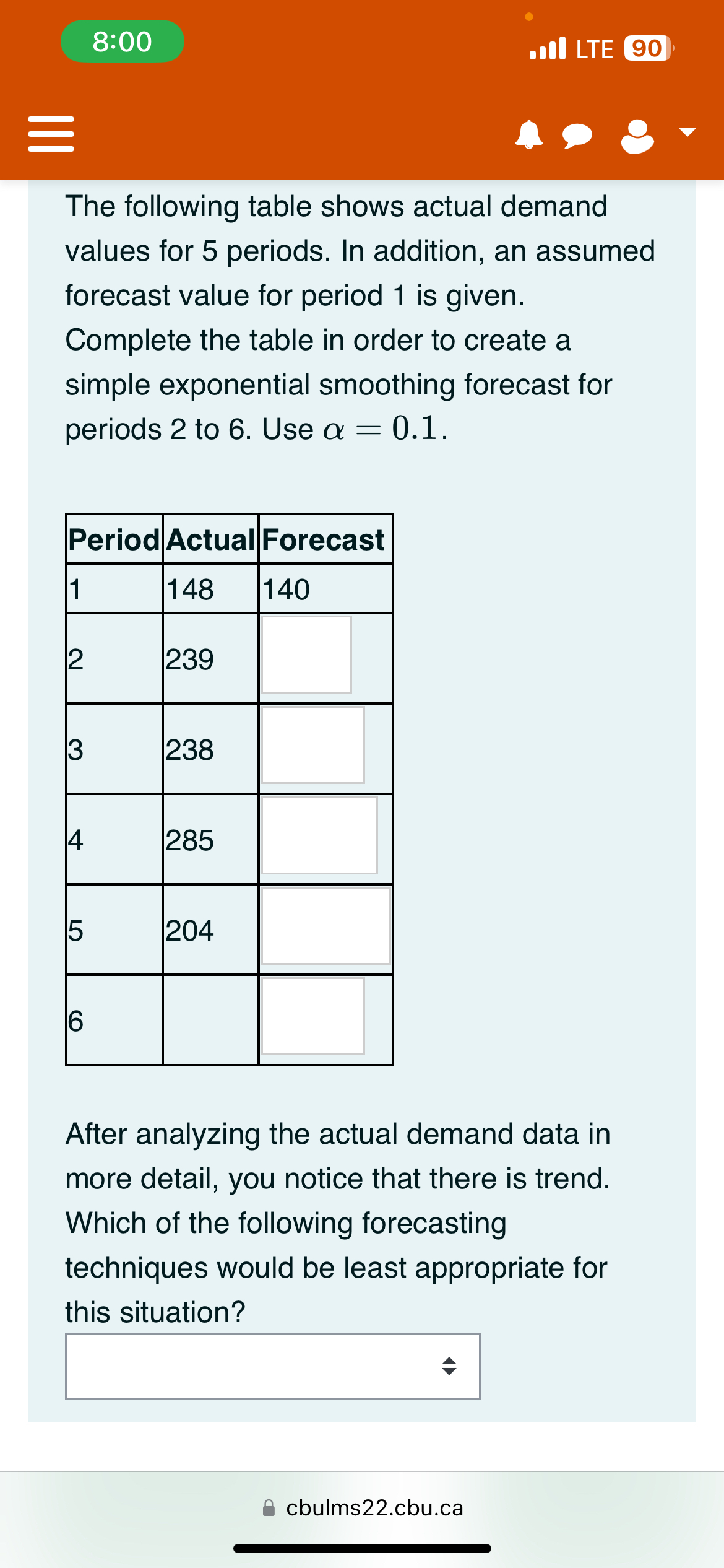 Solved The following table shows actual demand values for 5 | Chegg.com