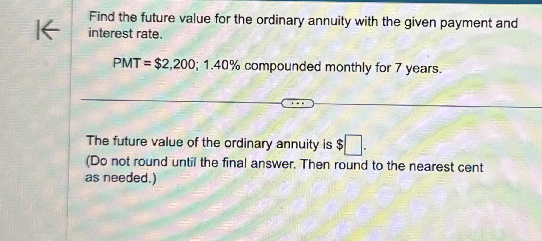 Solved Find the future value for the ordinary annuity with | Chegg.com