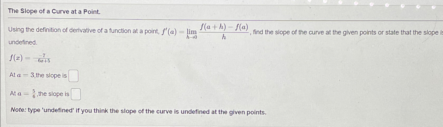 Solved The Slope of a Curve at a Point.Using the definition | Chegg.com