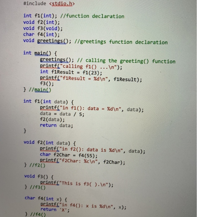 Solved #include int f1(int); //function declaration void | Chegg.com