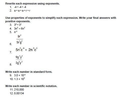 Solved Rewrite each expression using exponents. 1. −4⋅−4⋅−4 | Chegg.com