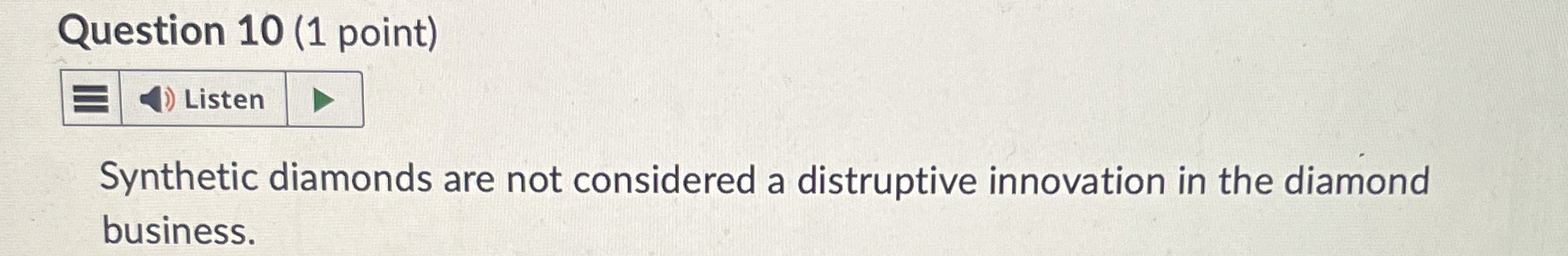 Solved Synthetic diamonds are not considered a distruptive | Chegg.com
