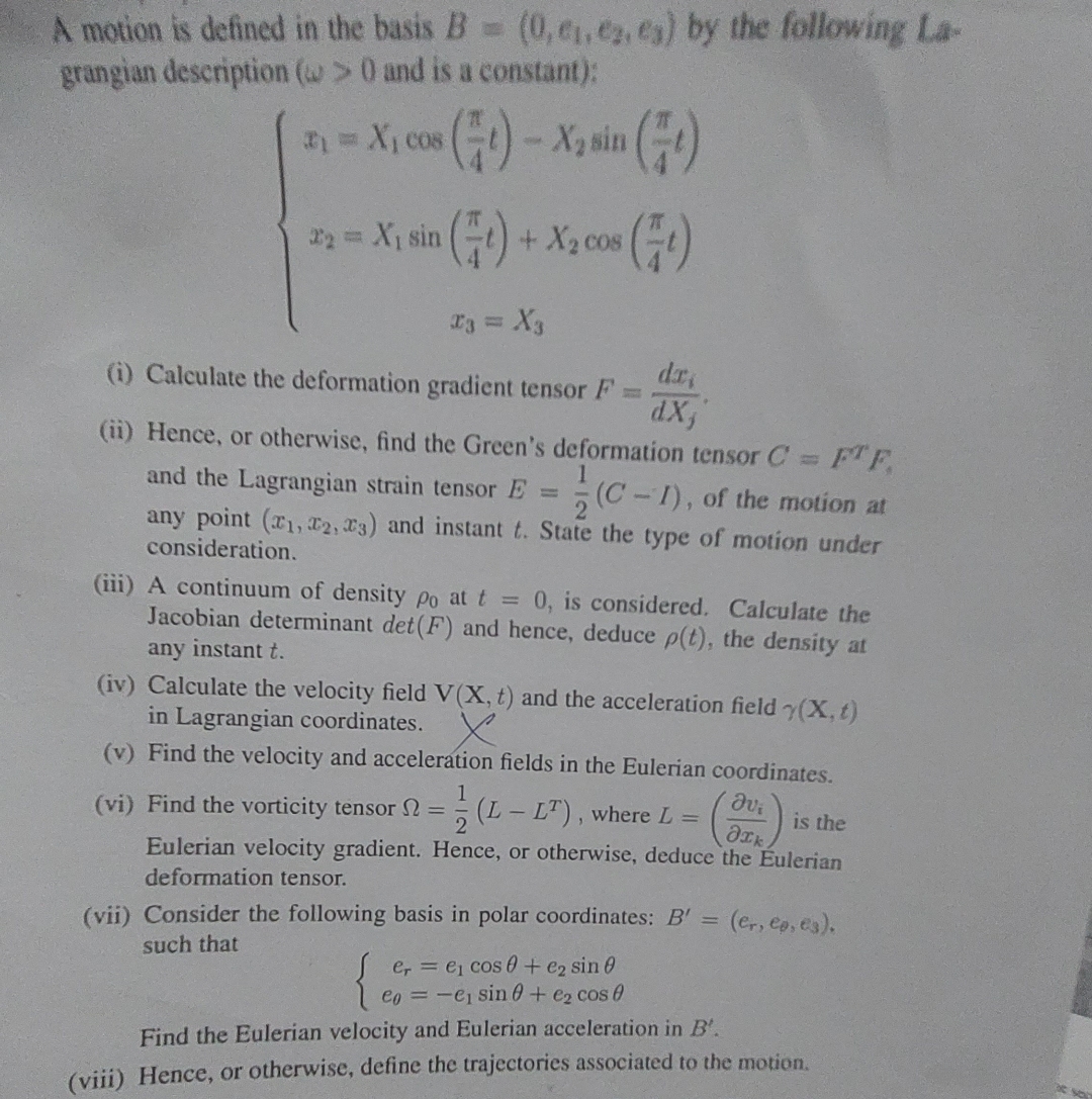 Solved A motion is defined in the basis | Chegg.com