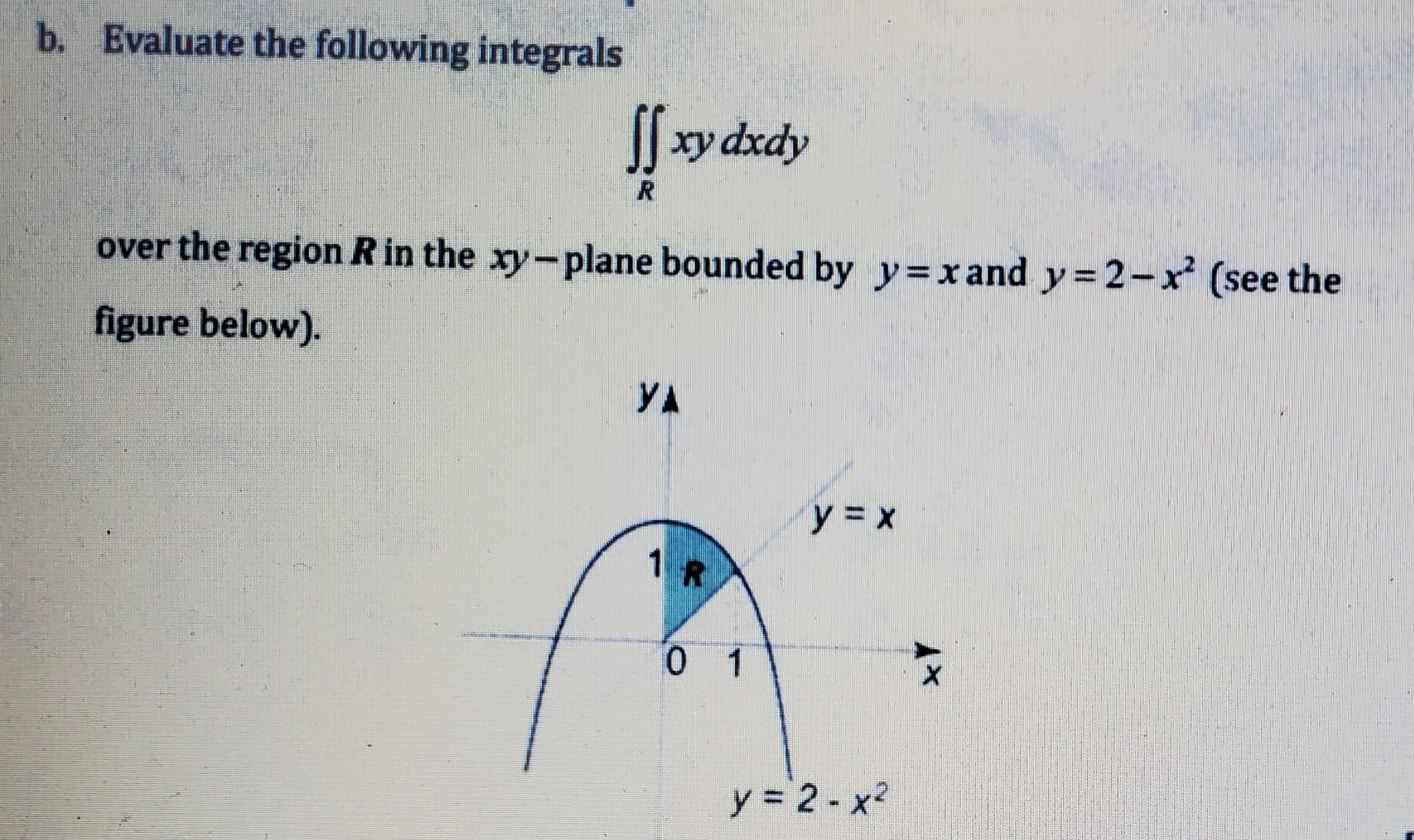 Solved b. ﻿Evaluate the following integrals∬Rxydxdyover the | Chegg.com