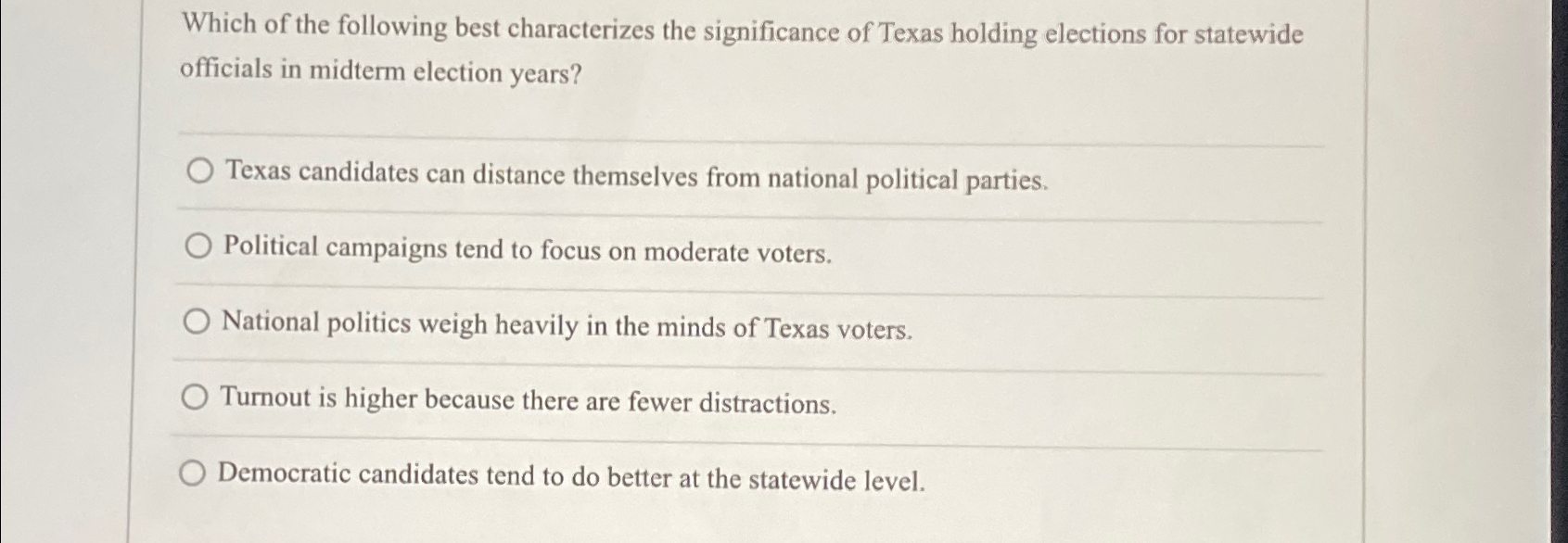 Solved Which of the following best characterizes the | Chegg.com
