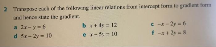 Solved 2 Transpose each of the following linear relations | Chegg.com