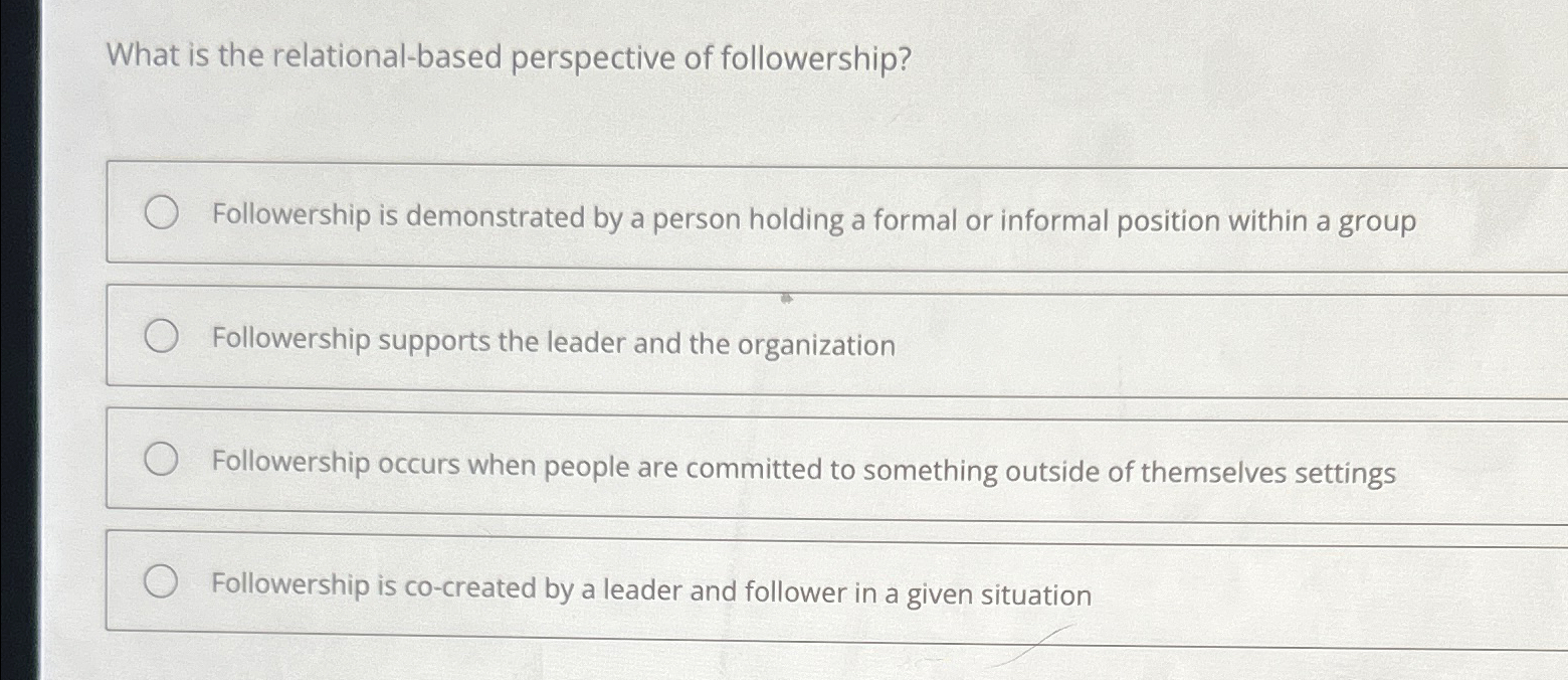 Solved What is the relational-based perspective of | Chegg.com