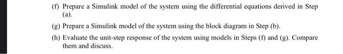 Solved (f) Prepare a Simulink model of the system using the | Chegg.com