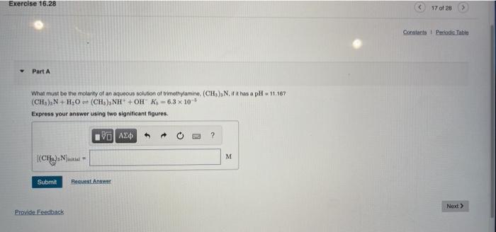 Solved Exercise 16.28 17 of 28 Constants Periodic Table Part | Chegg.com