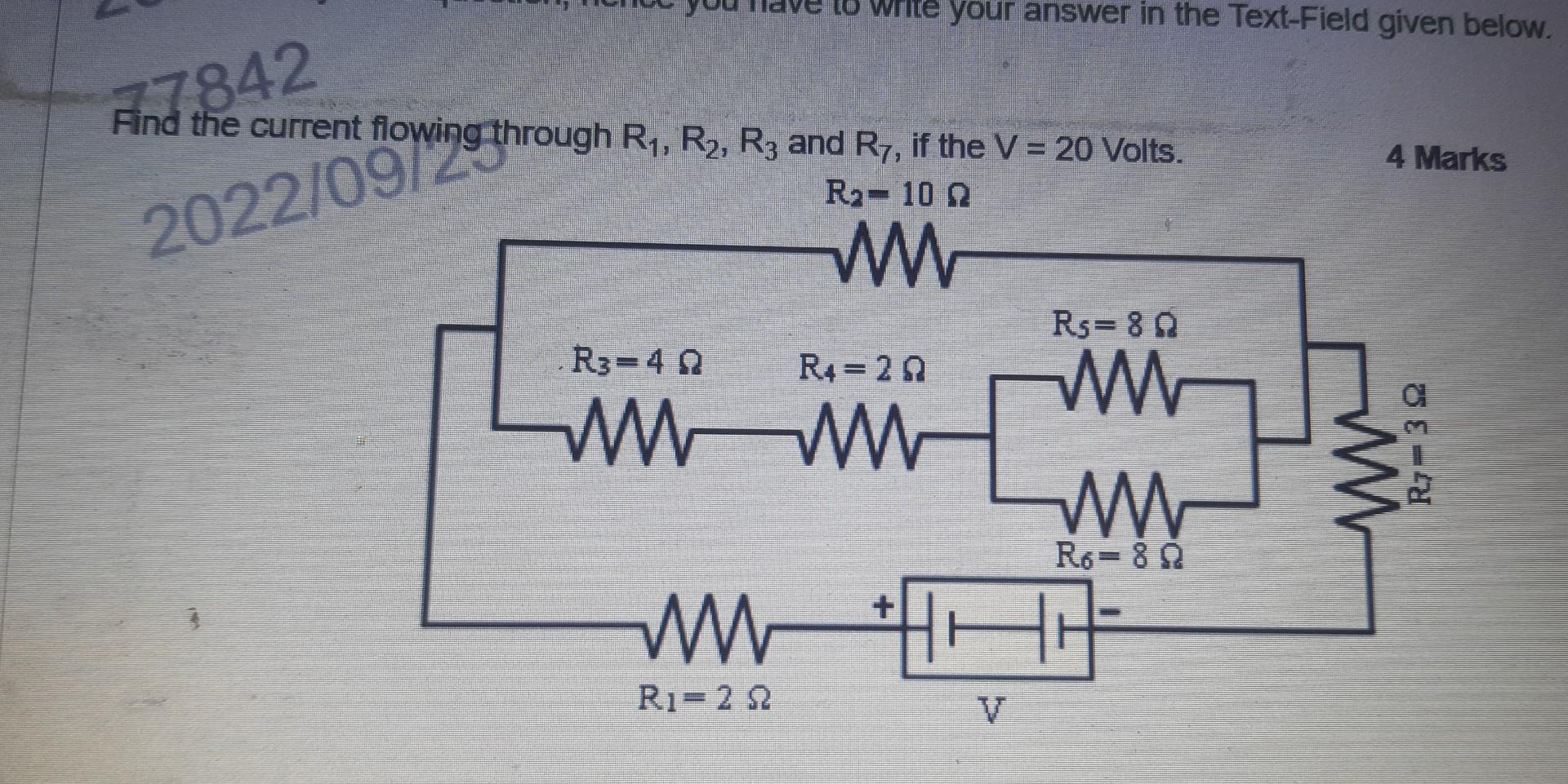 Solved Find the current flowing through R1,R2,R3 and R7, if | Chegg.com