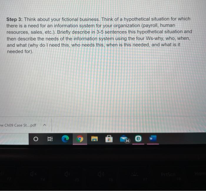 Solved Step 3: Think about your fictional business. Think of | Chegg.com