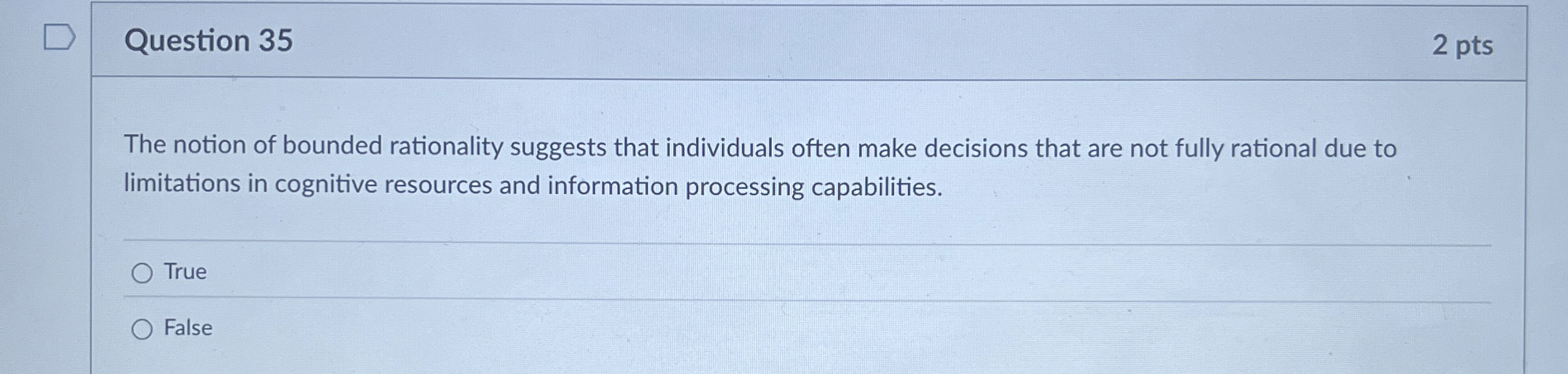 Solved Question 352 ﻿ptsThe notion of bounded rationality | Chegg.com