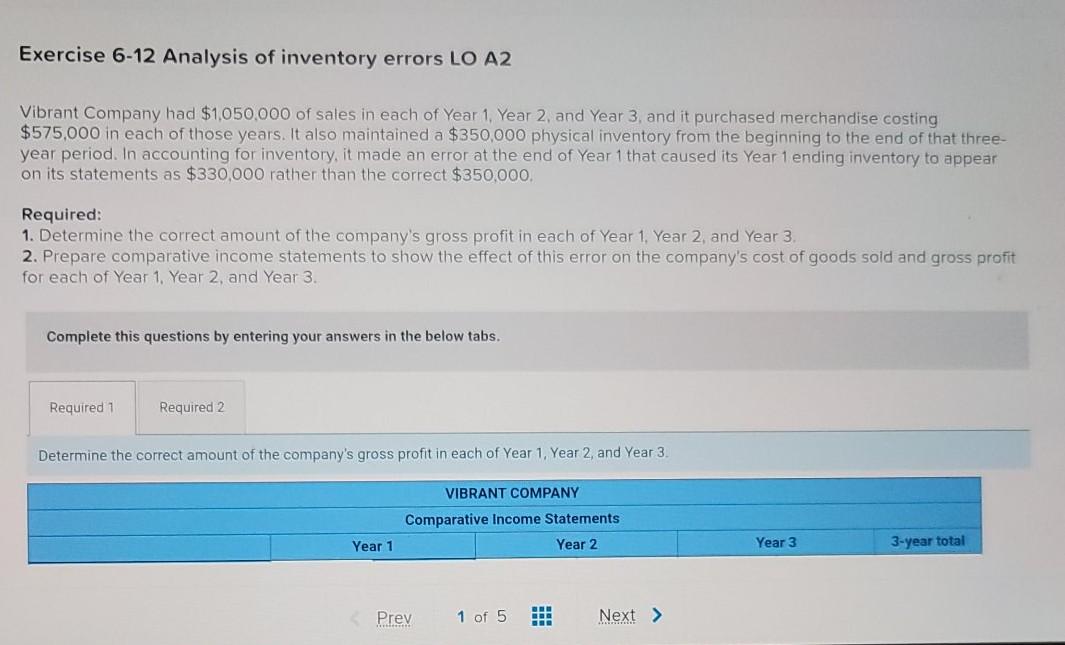 Solved Exercise 6-12 Analysis of inventory errors LO A2 | Chegg.com