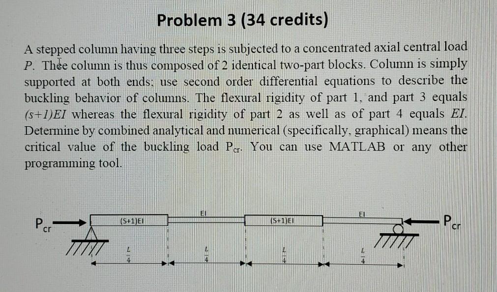 Solved Problem 3 (34 credits) A stepped column having three | Chegg.com