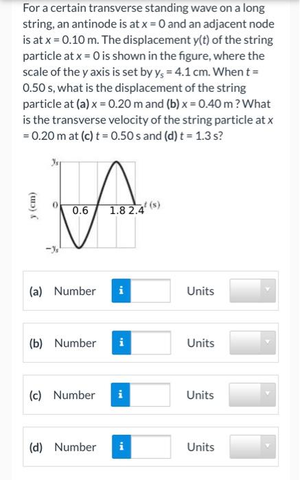 Solved For a certain transverse standing wave on a long | Chegg.com