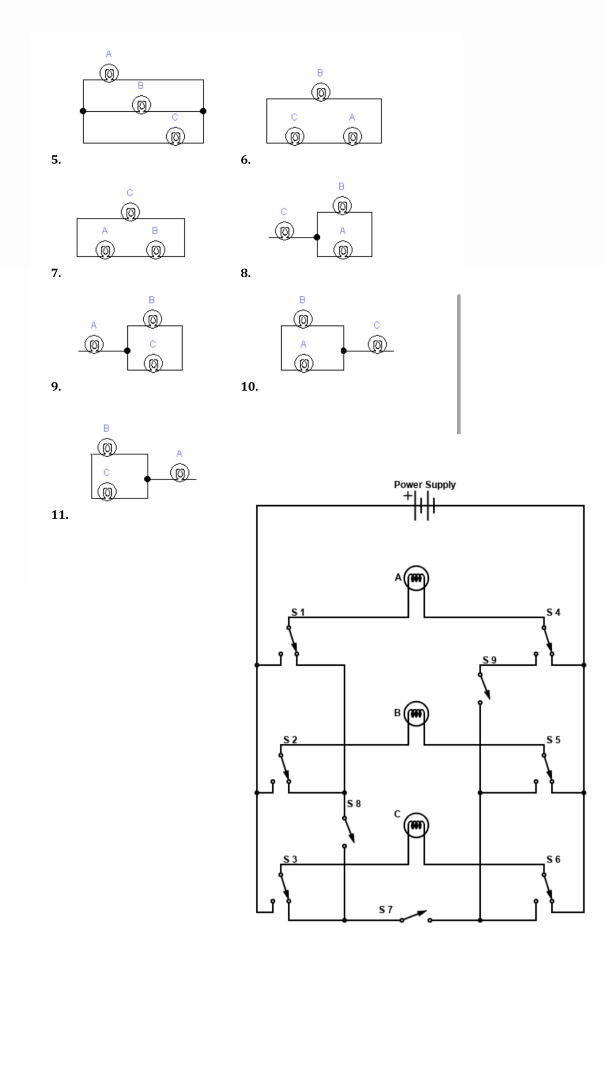 Using the circuit below mark the switch positions for | Chegg.com