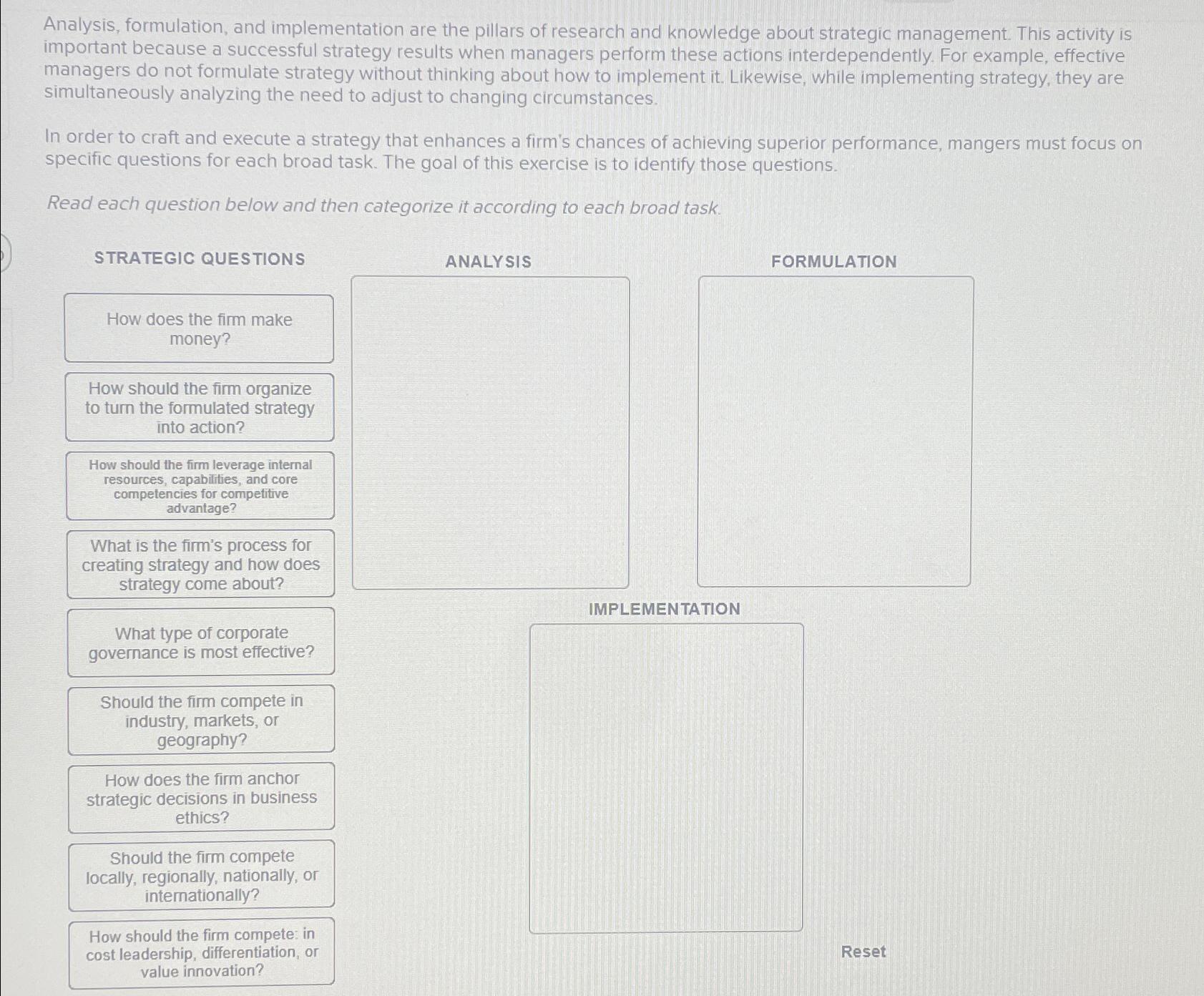 Solved Analysis, formulation, and implementation are the | Chegg.com