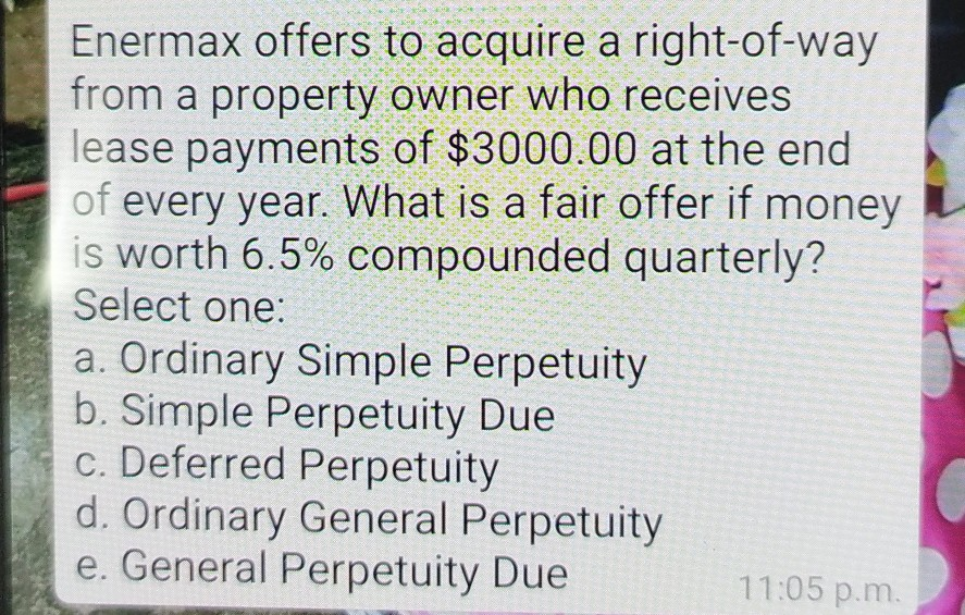 Solved Enermax offers to acquire a right-of-way from a | Chegg.com