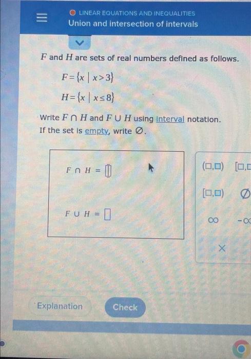 Solved ||| O LINEAR EQUATIONS AND INEQUALITIES Union and | Chegg.com