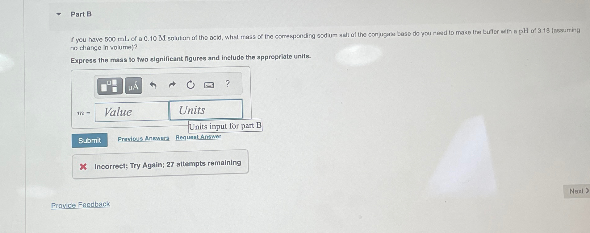 Part BIf you have 500mL ﻿of a 0.10M ﻿solution of the | Chegg.com